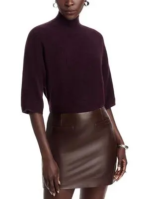 Majestic Filatures Three Quarter Sleeve Turtleneck Sweater - Aubergine