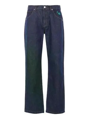 CHERRY WORLD Embroidered Straight Jeans - Blue