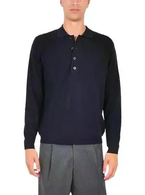 LOW BRAND Long-sleeve Polo Shirt - Blue