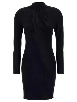 Max Mara Ribbed Mock-neck Mini Dress - Black