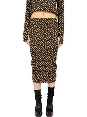 SOCIETE ANONYME Geometric Print Midi Skirt - Black