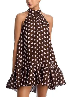 Cara Cara Arca Linen Silk Mini Dress - Dot Brown