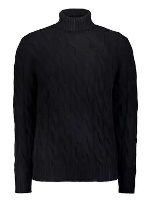MOORER Gordon Cable-knit Roll-neck Sweater - Blue
