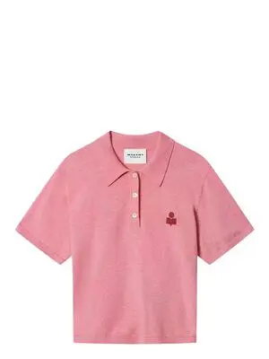 MARANT ETOILE Althea Buttoned Logo Polo Top - Pink