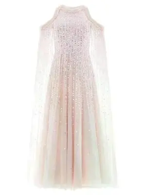 NEEDLE & THREAD Sequin-embellished Midi Dress - Neutrals
