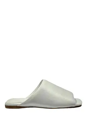 LA ROSE Leather Sabot Sandals - White