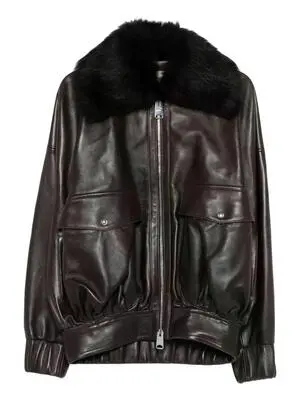 Khaite Fur-collar Leather Jacket - Brown