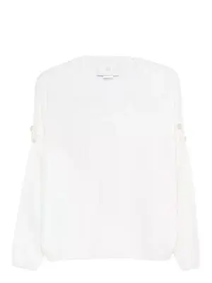 VANISÈ V-neck Knitwear With Pearl Embellishments - Neutrals