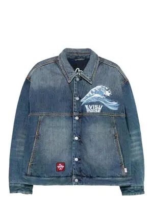 Moose Knuckles Graphic Print Denim Jacket - Blue