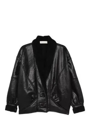 NINEMINUTES Shearling Trim Jacket - Black
