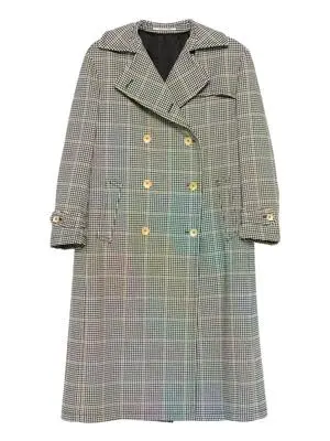 Tagliatore Double-breasted Houndstooth Trench Coat - Black