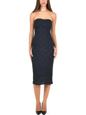 Max Mara Strapless Lace Midi Dress - Blue
