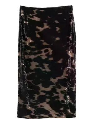 Nanushka Velvet Print Pencil Skirt - Black
