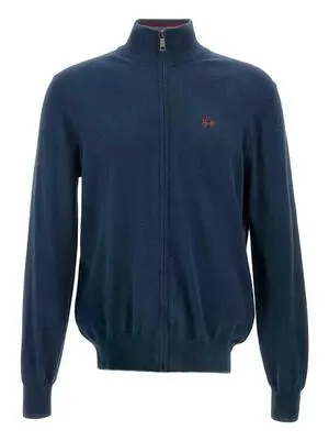 LA MARTINA Zip-up Cardigan With Embroidered Logo - Blue
