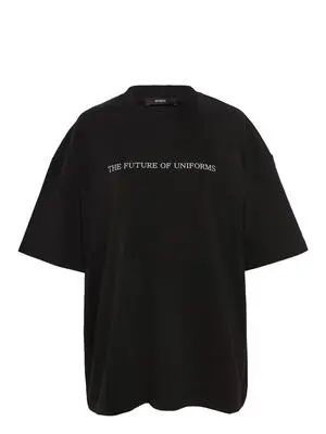 BONBOM Slogan Print T-shirt With Post-it Note Detail - Black