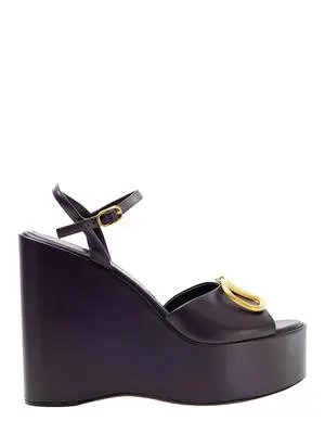 Valentino Garavani Logo-plaque Wedge Sandals - Purple