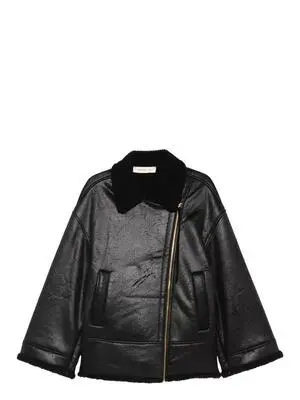 NINEMINUTES Shearling Zip Jacket - Black