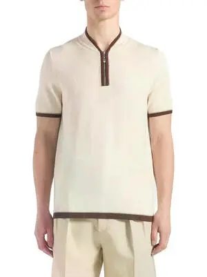 Manière De Voir Clement Half-zip Polo Shirt - Neutrals