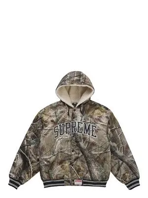 Supreme Mitchell & Ness Lined Hooded Satin Varsity Jacket - Realtree Ap Camo