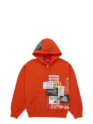 Supreme 176 Zip Up Hooded Sweatshirt Bright Orange