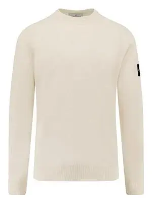 Stone Island Certified Virgin Wool Knit Sweater - Beige