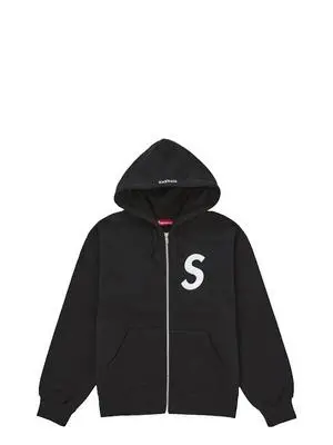 Supreme Logo Zip Up Hooded Sweatshirt - Black