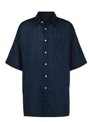 Givenchy Striped Cotton Voile Shortsleeve Shirt - Navy Blue