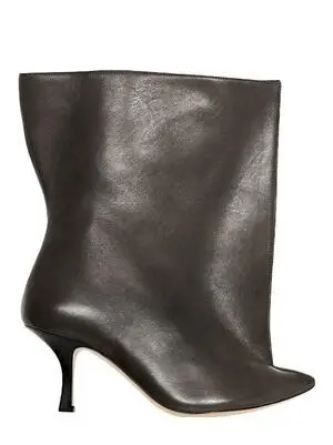 H&m X Glenn Martens Heeled Leather Ankle Boots - Dark Grey