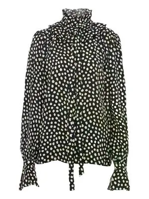 Chloé Ruffled Polka-dot Blouse - Black