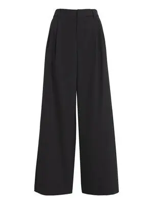 Max Mara Twill Wide-leg Trousers - Black