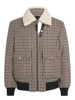 Mackage Houndstooth Wool-blend Bomber Jacket - Grey