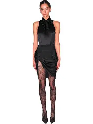FLEUR DU MAL Silk Blouson Bodysuit - Black
