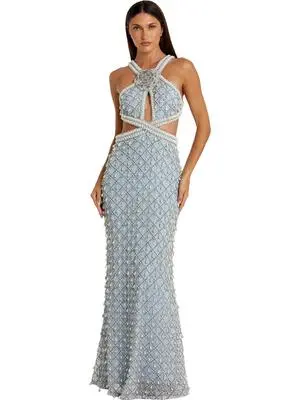 MAC DUGGAL COLLECTION Embellished Open Back Gown - Blue