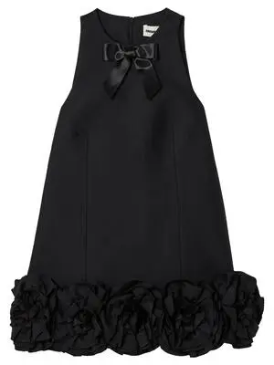 SHUSHU/TONG Appliquéd Bow-embellished Twill Mini Dress - Black