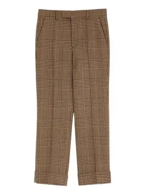 Valentino Garavani Glen Plaid Wool Trousers - Camel/black
