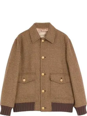 Valentino Garavani Wool Houndstooth Bomber Jacket - Brown
