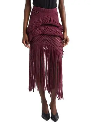 DIOTIMA Medusa Fringed Wool-blend Skirt - Barolo