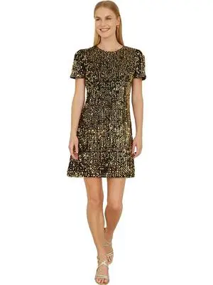 YUMI Sequin Tunic Mini Dress Gold