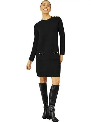 YUMI Tunic Sweater Dress - Black