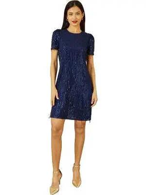 YUMI Sequin Tunic Dress Navy