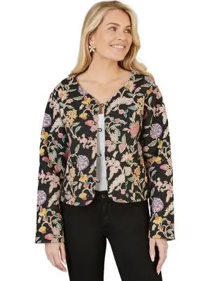 YUMI Reversible Floral Quilted Jacket - Black