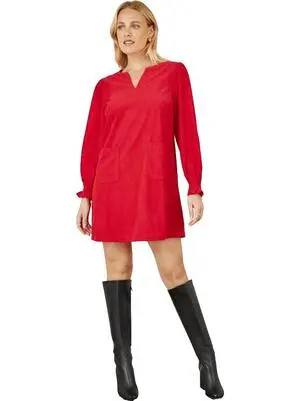 YUMI Cord Ruched Sleeve Tunic - Red