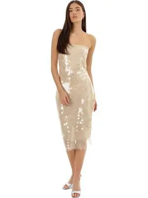 LAMARQUE Derrica Sequin Midi Dress - Clear