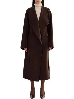 LAMARQUE Coreen Belted Wool Maxi Coat - Dark Brown