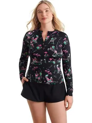 SHAPESOLVER SPORT Long Sleeve Full Zip Sunshirt - Flamingo Hotel