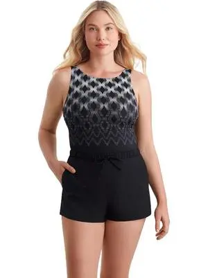 SHAPESOLVER SPORT Scoopneck Chlorine Resistant One-piece Swimsuit - Linked Up