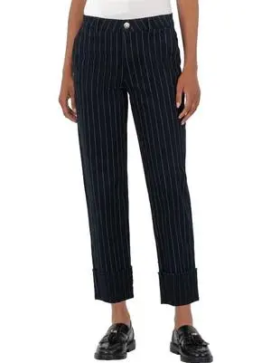 Kut From The Kloth Sienna Pinstripe High Waist Straight Leg Jeans - Navy