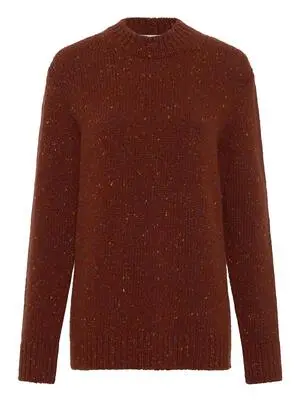 Gabriela Hearst Alfie Speckle Aran Cashmere Knit Sweater - Burnt Sienna Multi