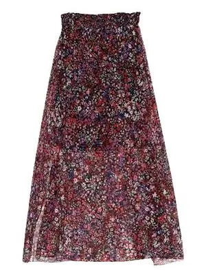 Maje Floral Print Silk Maxi Skirt - Black