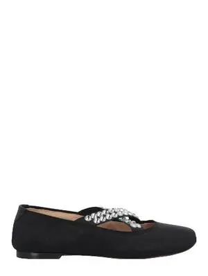 Casadei Satin Ballet Flats - Black